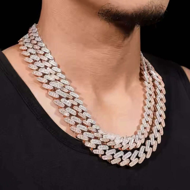 Silver Iced-Out Cuban Link Chains | Moissanite | Goldzenn – GOLDZENN