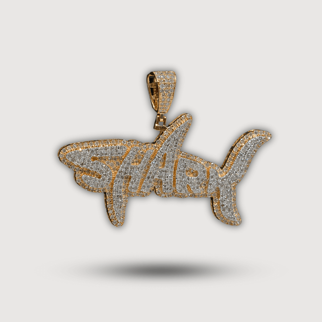 1.45 CTW Shark Diamond Gold Pendant for Men – GOLDZENN