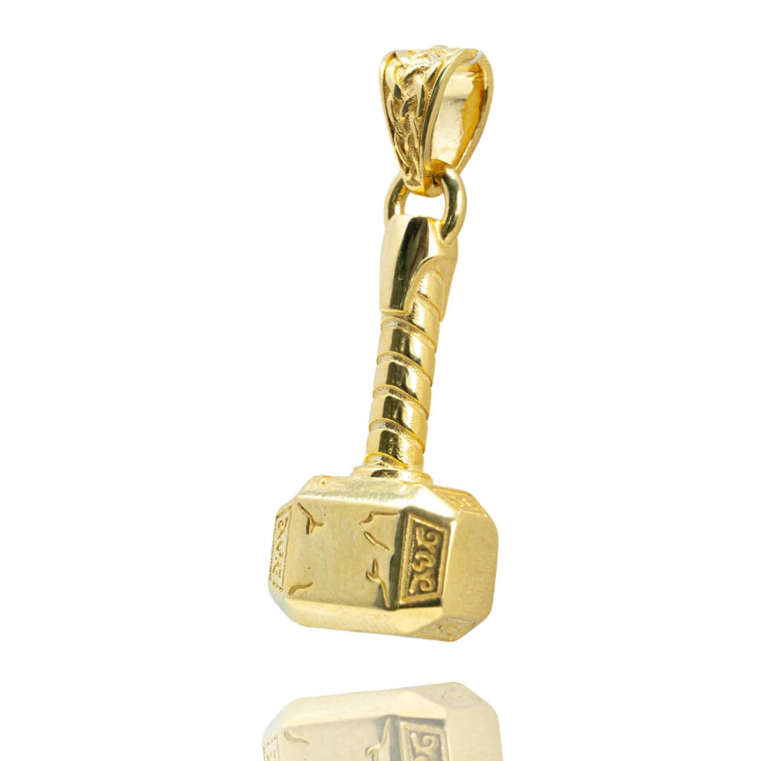 14K Gold Hammer Pendant – Solid Gold Strength Jewelry – GOLDZENN