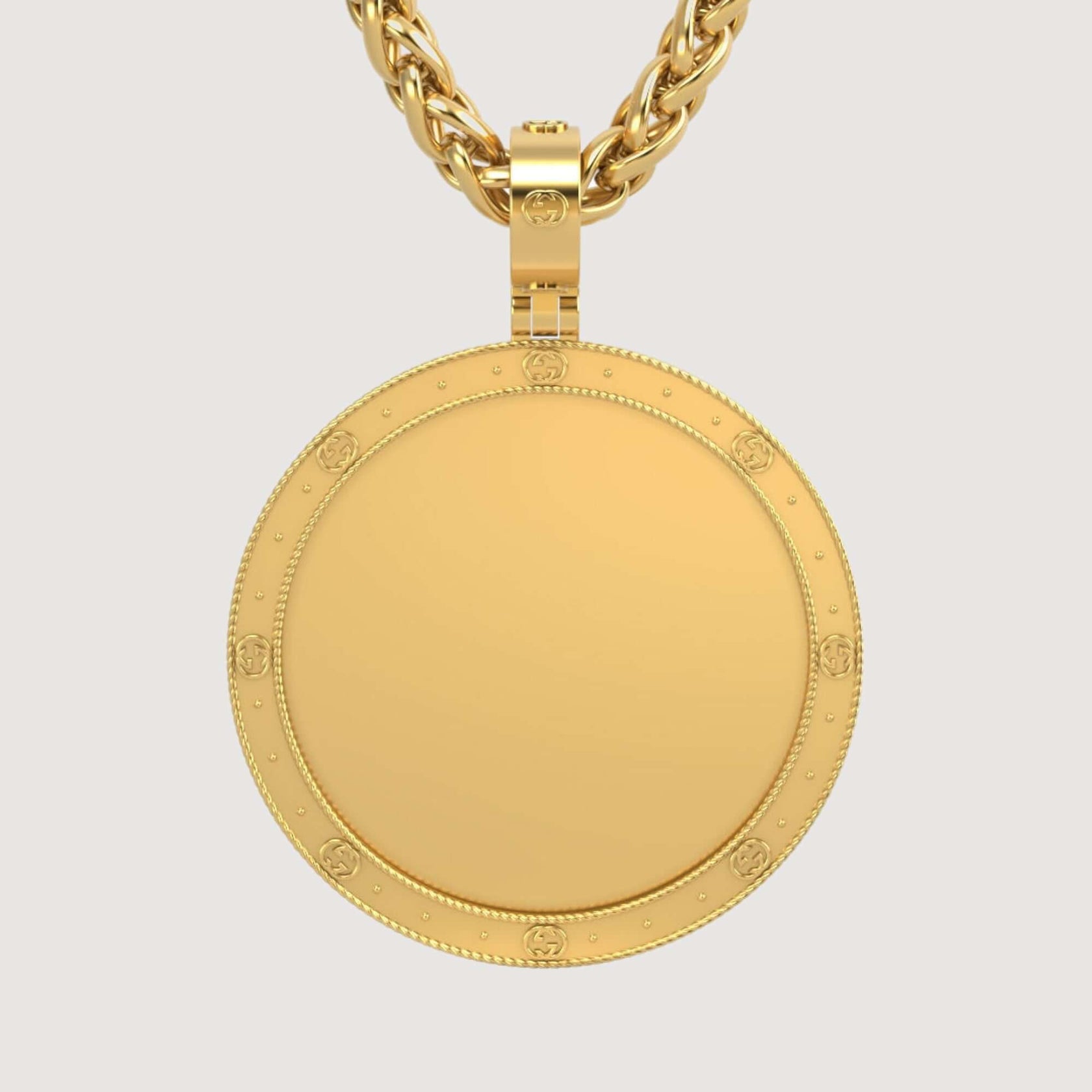 14K Gold Round Engraved Border Picture Pendant – GOLDZENN