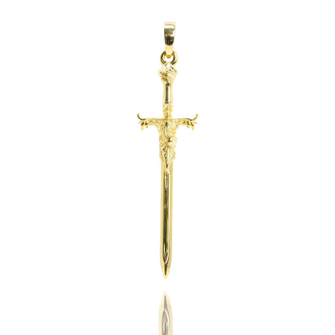 14K Gold Sword Pendant – Handcrafted Warrior Jewelry – GOLDZENN