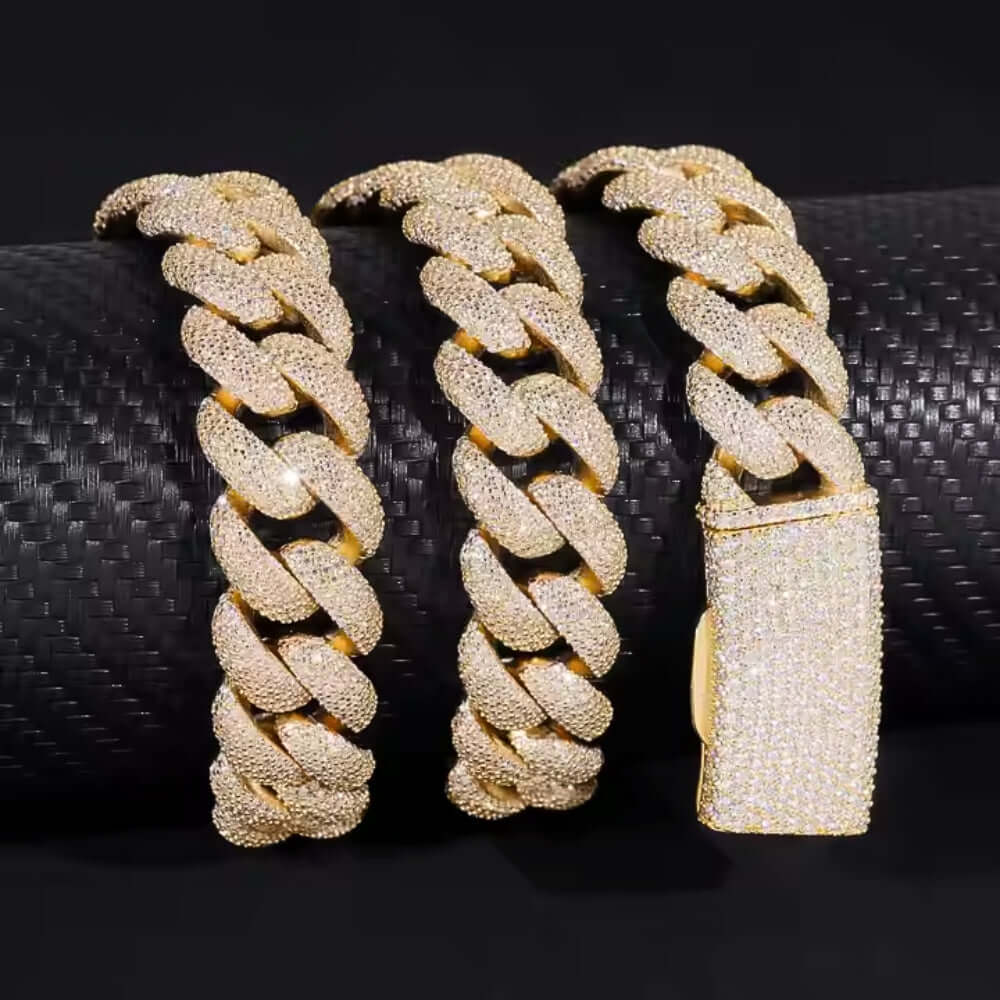 16mm Silver Moissanite Cuban Link Chain | GOLDZENN