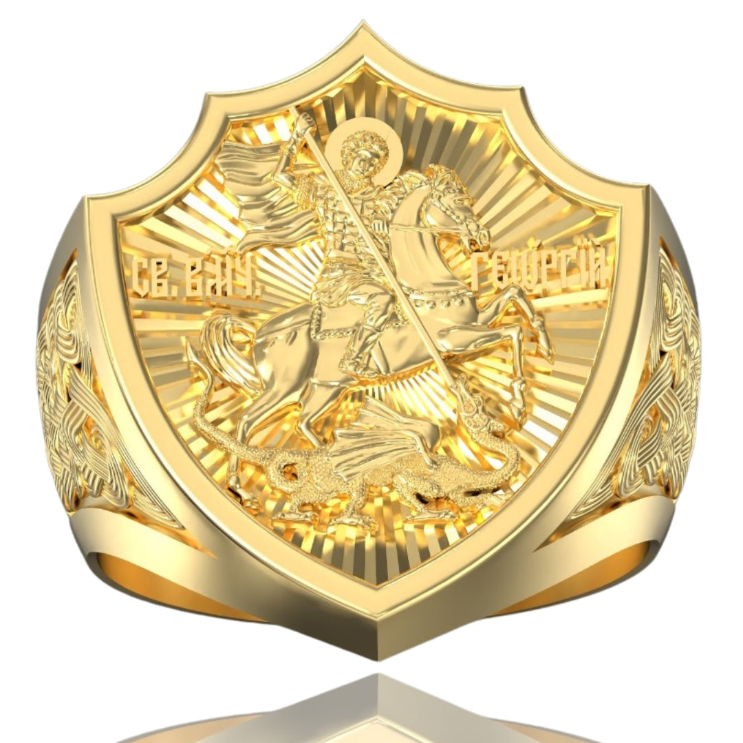 George the Victorious Men Ring – 14k Solid Gold – GOLDZENN