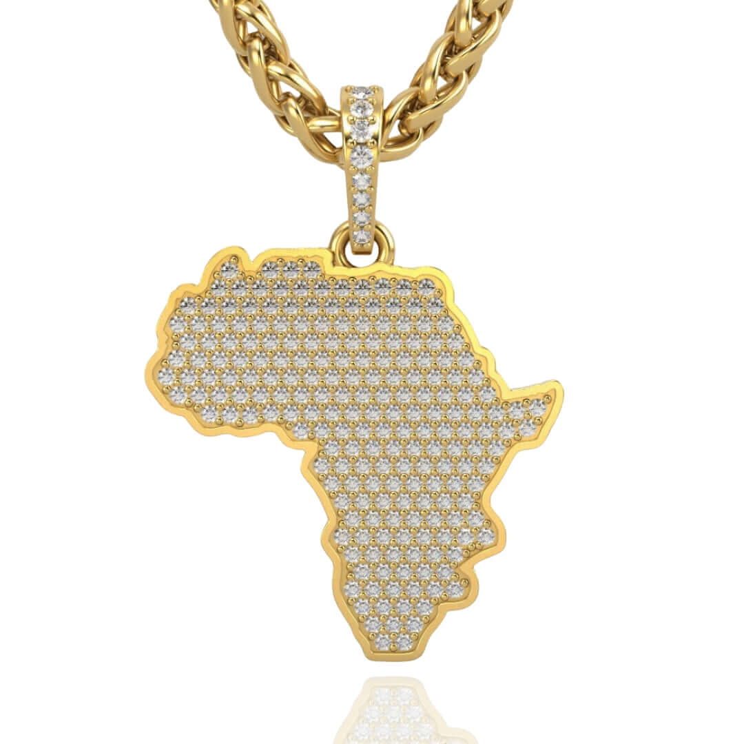 14K Gold Africa Map Pendant – Diamond-Accented Elegance – GOLDZENN