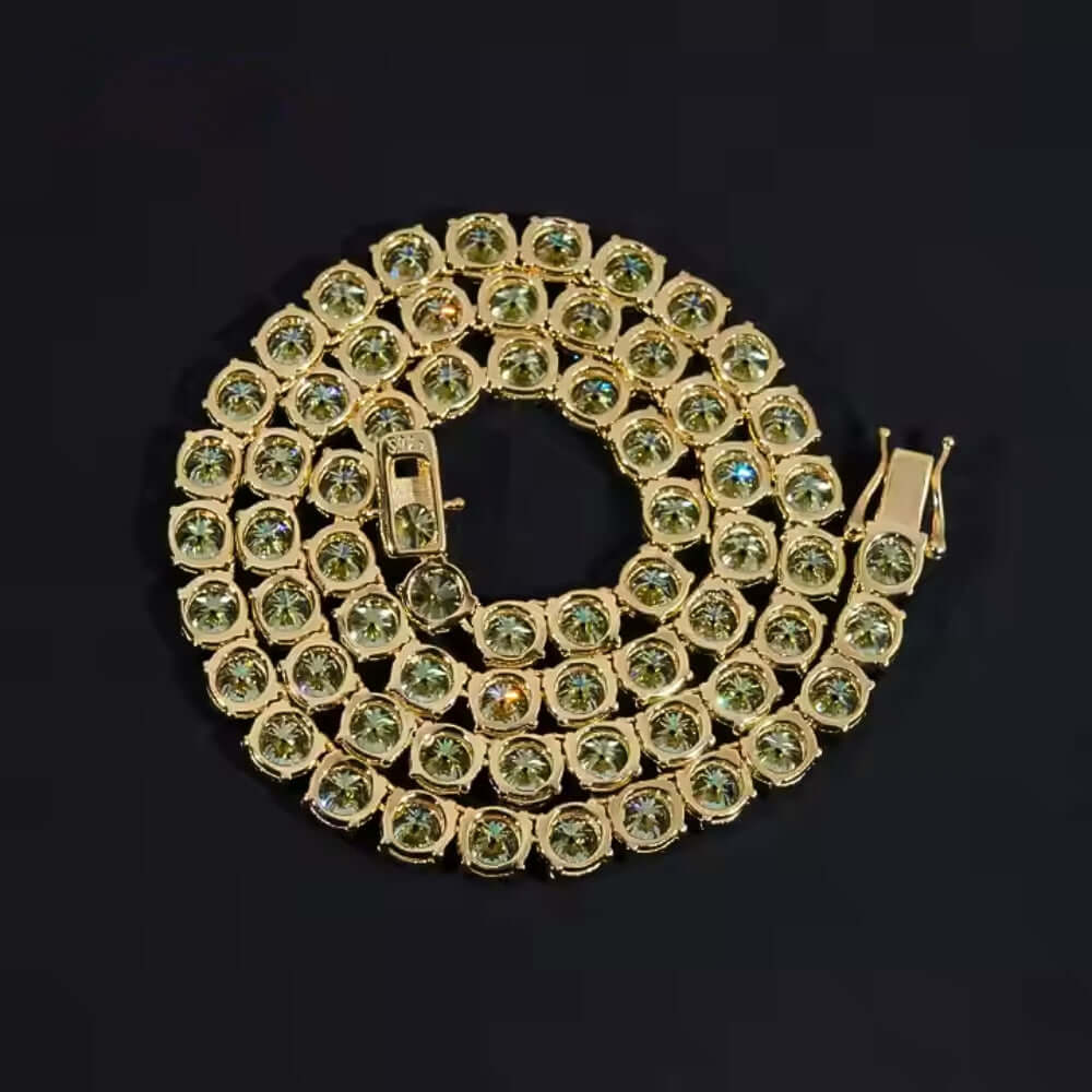 3mm Green Moissanite Tennis Chain in 925 Sterling Silver – GOLDZENN