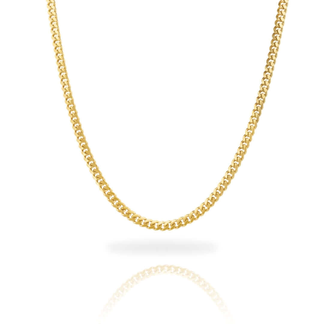 4mm Solid Gold Cuban Link Chain - Italian Gold, Box Lock | GOLDZENN