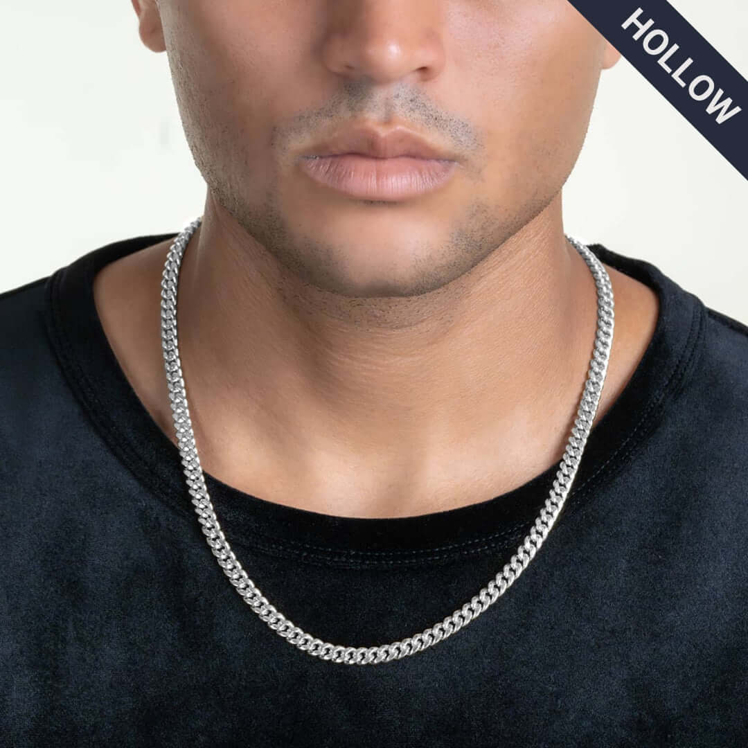 Hollow White Gold Cuban Link Chain 3mm - 7mm – GOLDZENN
