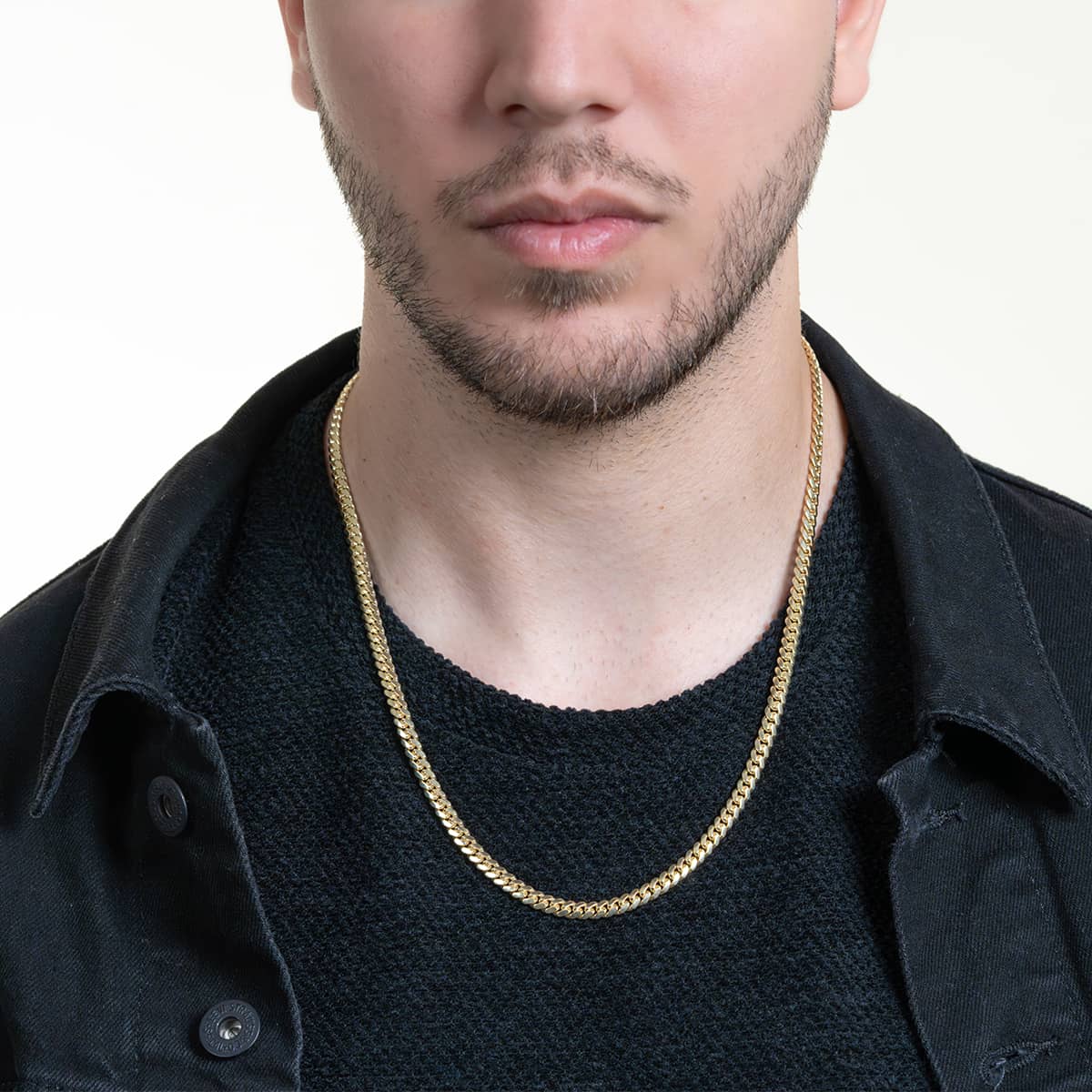 5mm Solid Gold Cuban Link Chain - Italian Gold, Box Lock | GOLDZENN