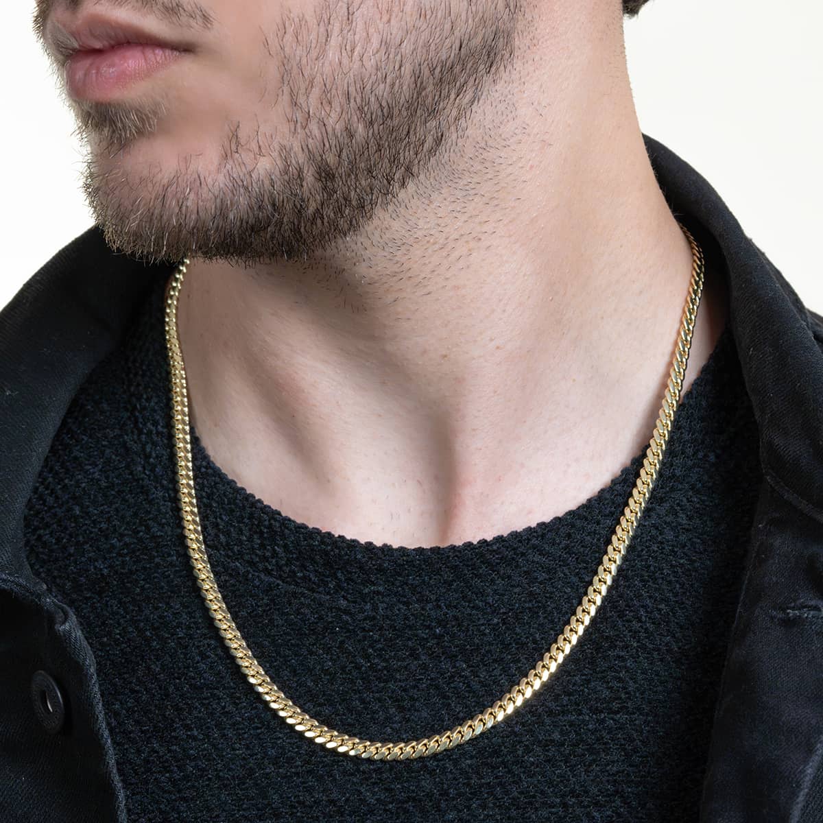 5mm Solid Gold Cuban Link Chain - Italian Gold, Box Lock | GOLDZENN