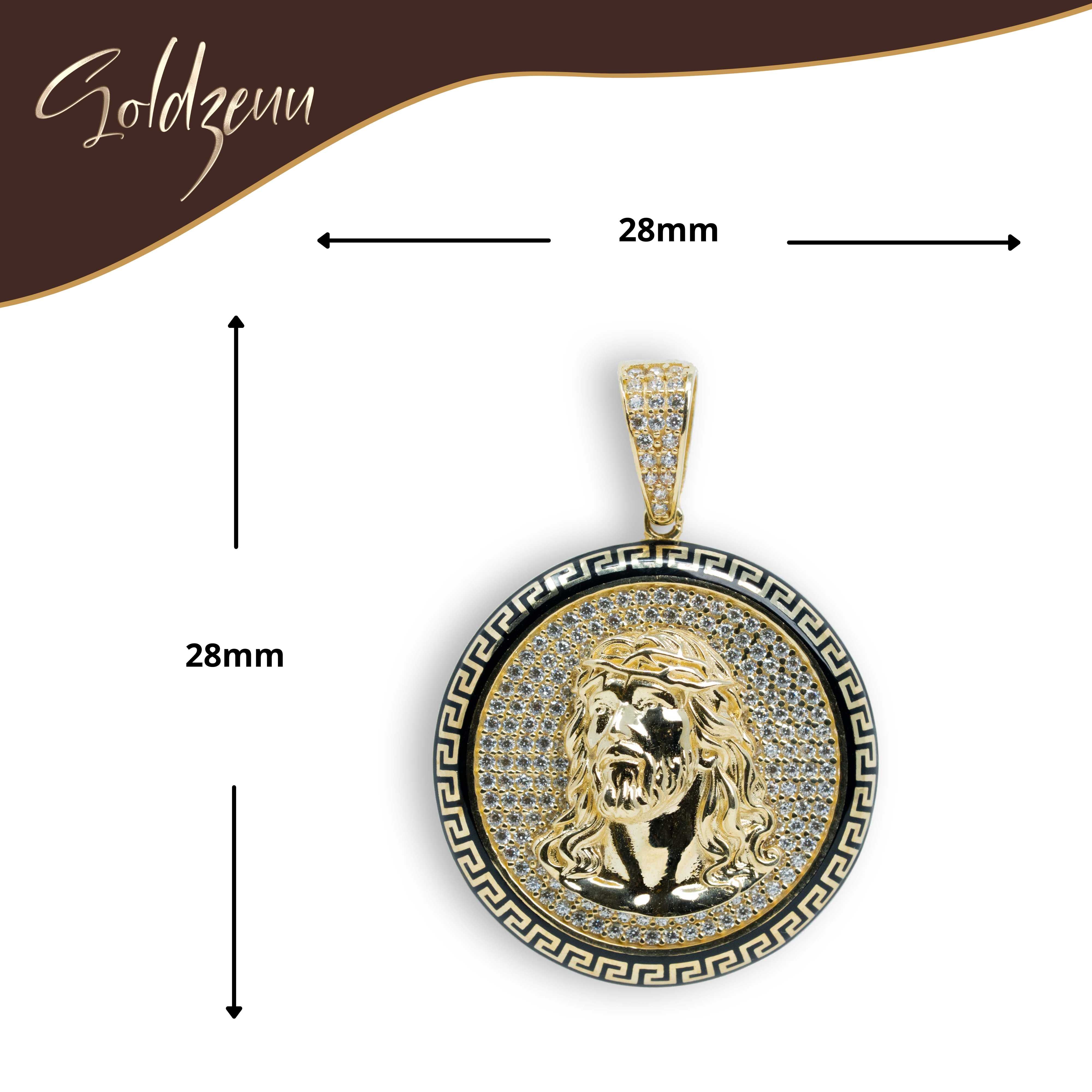 Christ Circular Portrait Pendant - 10k Gold| GOLDZENN