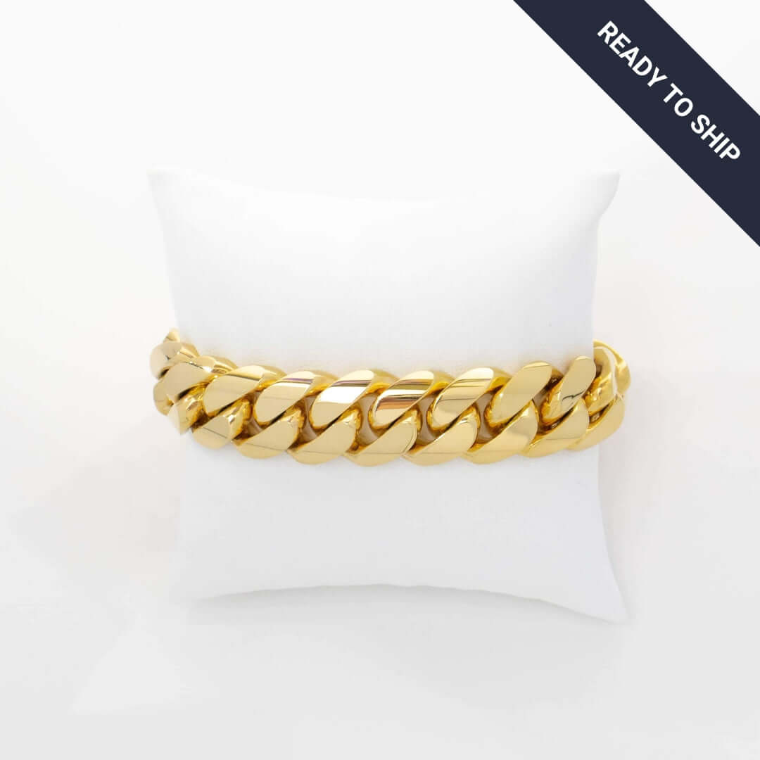 Handmade Miami Cuban Link Bracelet - 10K/14K Solid Gold, Ready to Ship ...