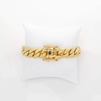 Handmade Miami Cuban Link Bracelet - 10K/14K Solid Gold, Ready to Ship ...