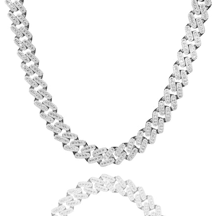 Silver Iced-Out Cuban Link Chains | Moissanite | Goldzenn – GOLDZENN