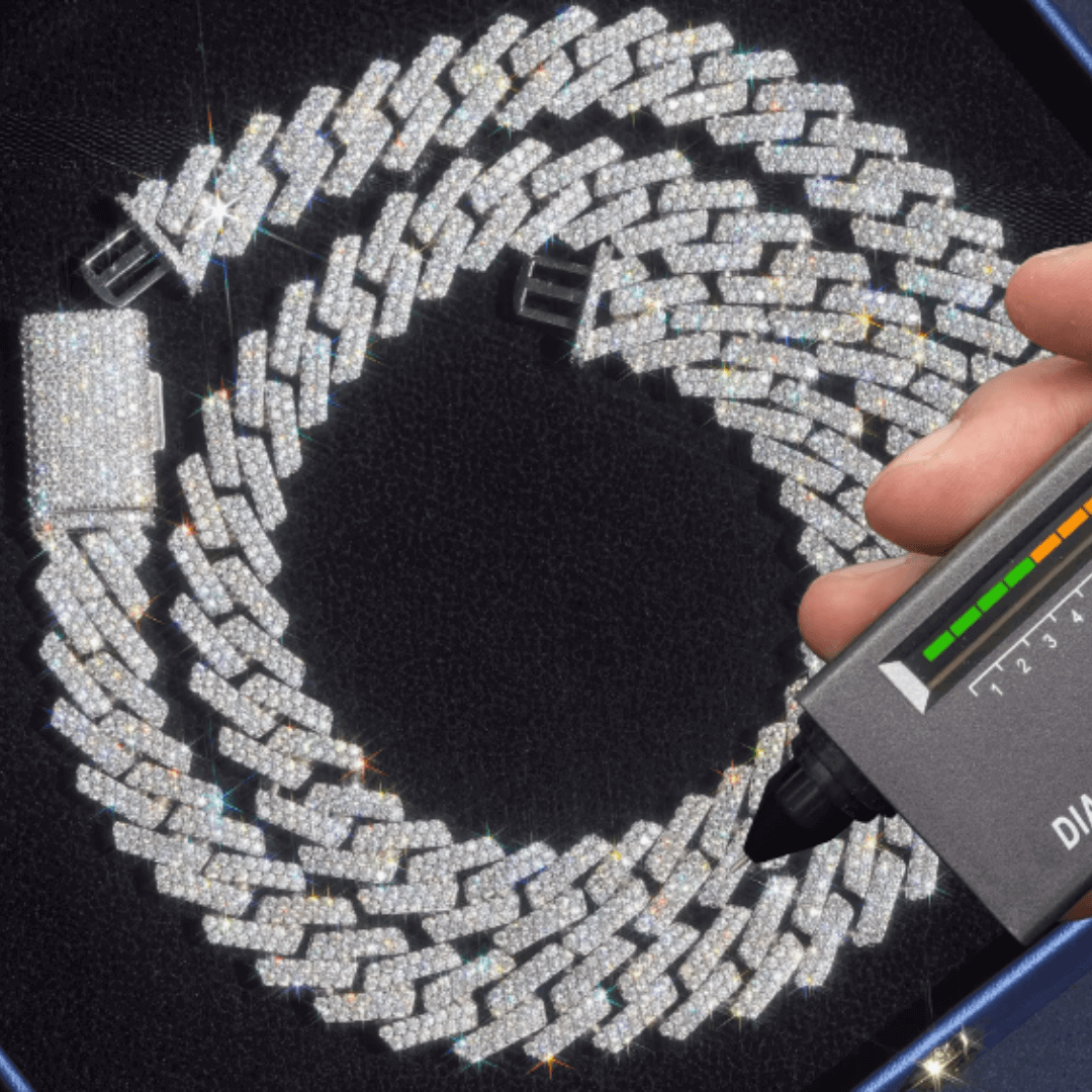 Moissanite Cuban Link Chain 15mm - 925 Sterling Silver – GOLDZENN