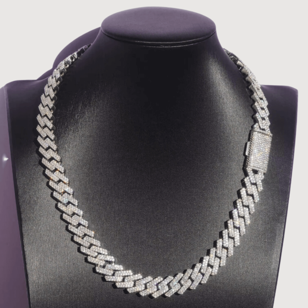 Moissanite Cuban Link Chain 15mm - 925 Sterling Silver – GOLDZENN