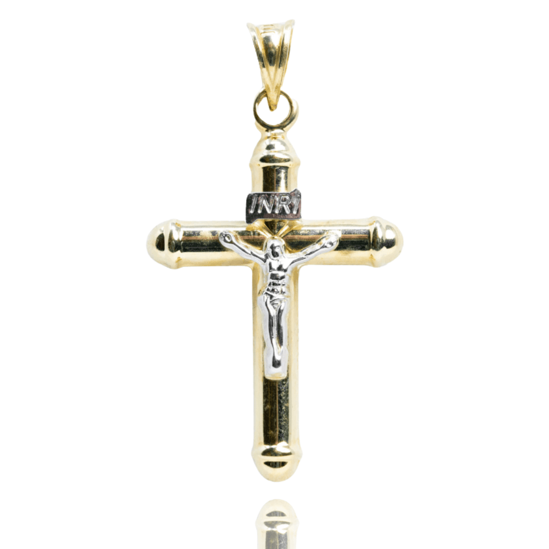 Small Jesus INRI Cross Pendant in 10K Gold | Men's Pendant – GOLDZENN