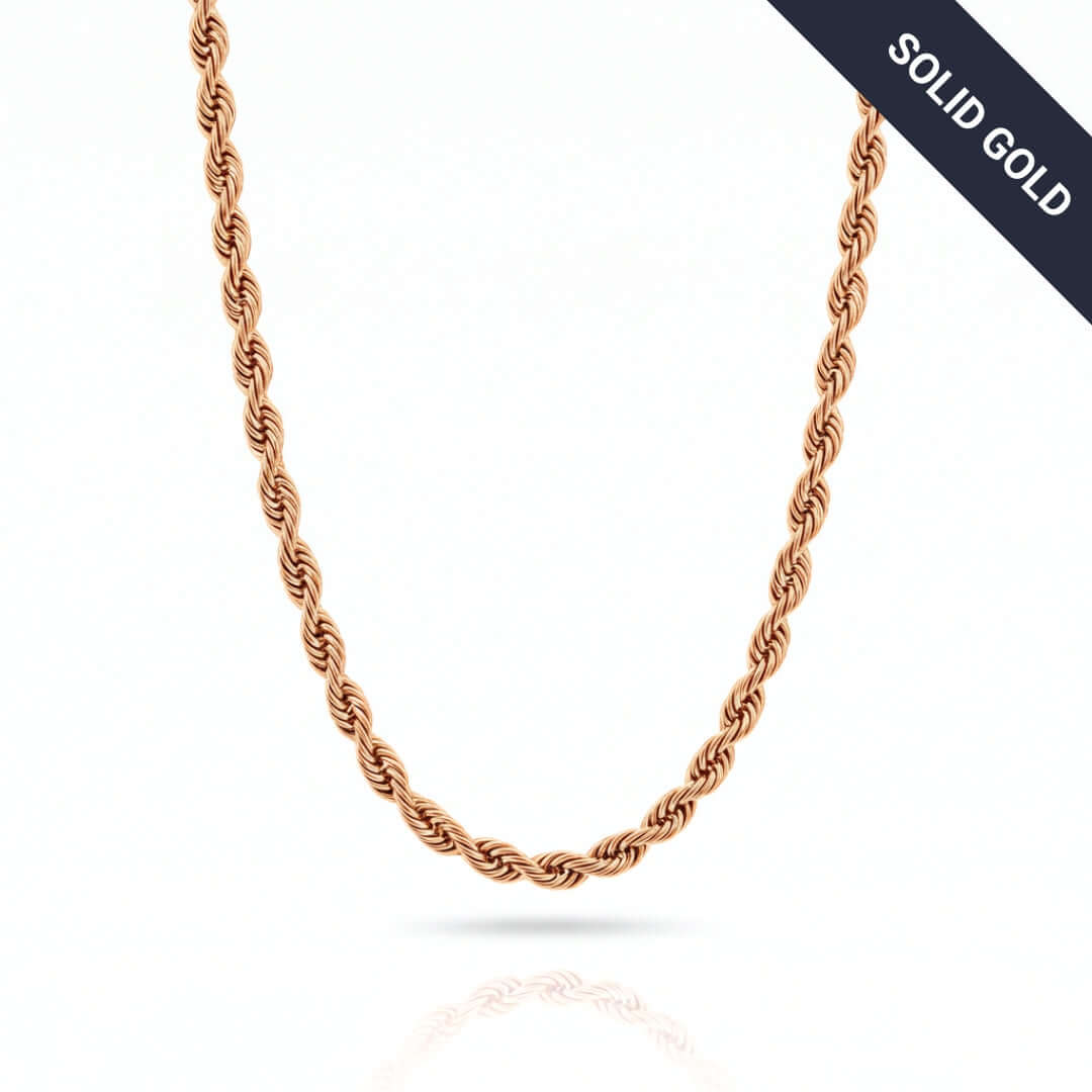 Solid Rose Gold Rope Chain 2-5mm | Romantic Gold Necklace – GOLDZENN