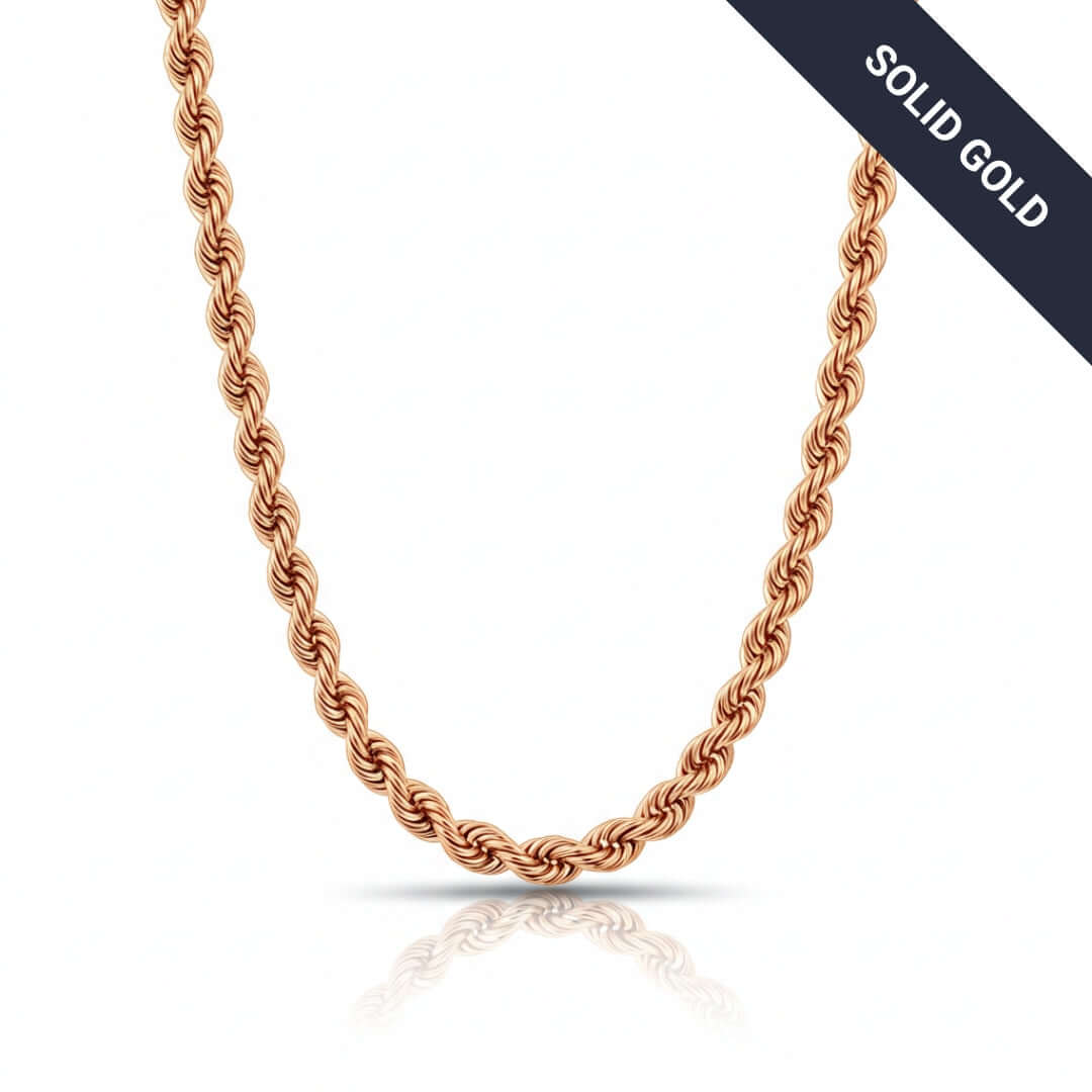 Solid Rose Gold Rope Chain 6-12mm | Bold Gold Statement – GOLDZENN