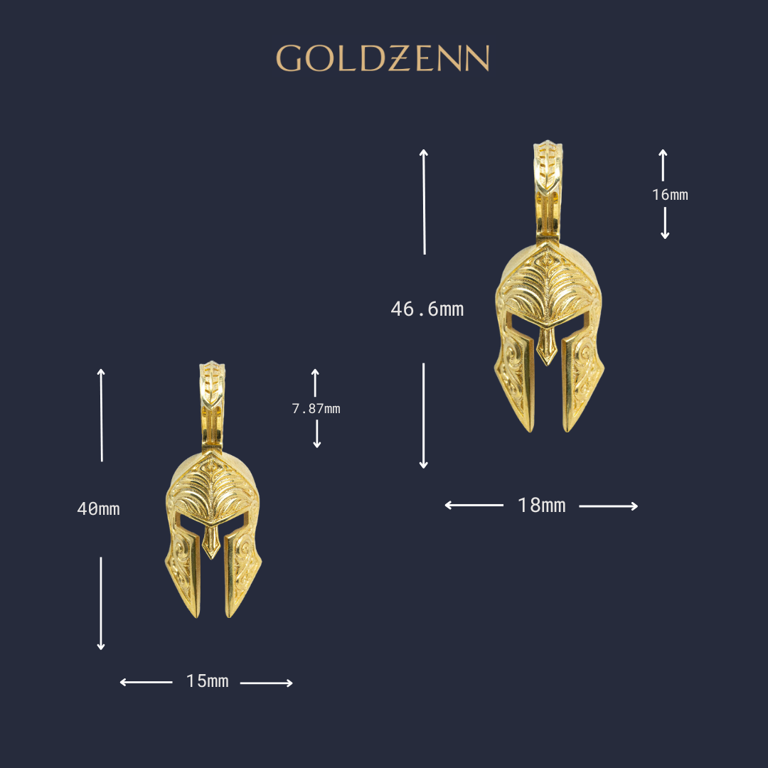 Spartan Helmet Pendant, 14k Solid Gold | GOLDZENN