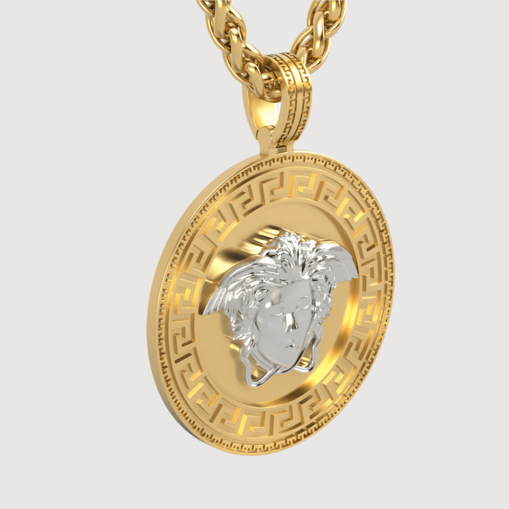 14K Two-Tone Gold Medusa Pendant – Bold Mythological Elegance – GOLDZENN