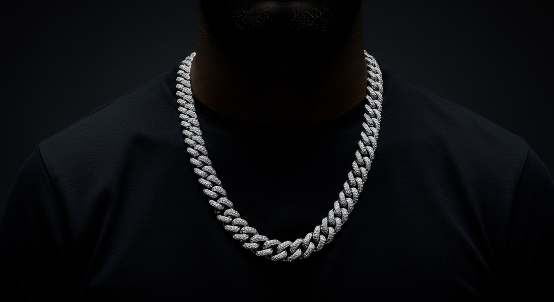 16mm Silver Moissanite Cuban Link Chain | GOLDZENN