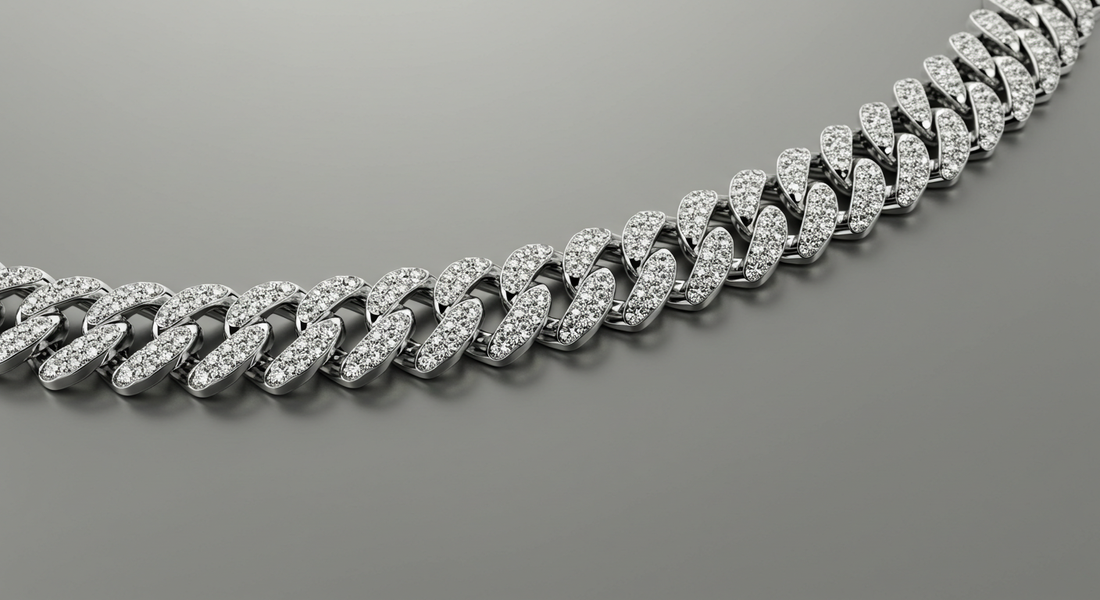 16mm Silver Moissanite Cuban Link Chain | GOLDZENN