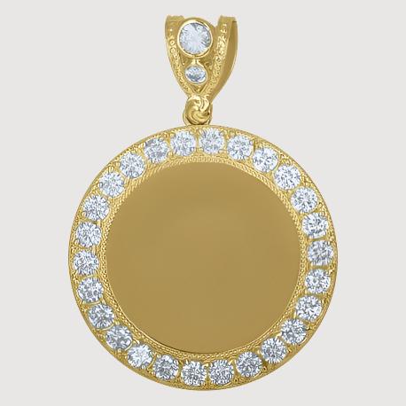 Custom 10k Gold Picture Pendant with CZ Stones – GOLDZENN