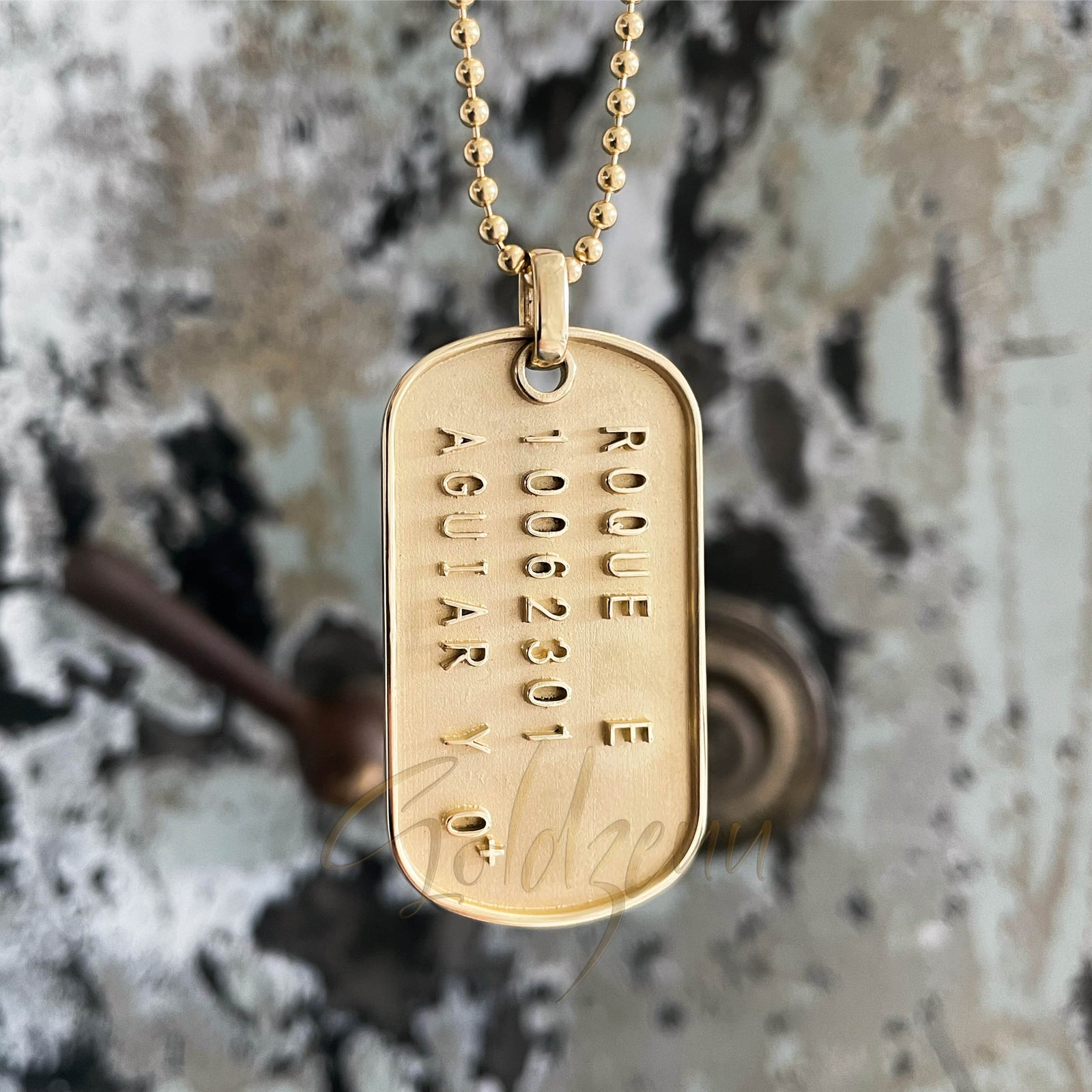 Custom Military Tag / Dog Tag Pendant, 10k, 14k Gold & Silver – GOLDZENN